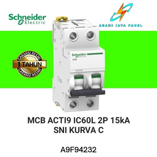 Jual MCB SCHNEIDER ACTI9 iC60L A9F94232 32A C32 2P 15kA 2PHASE IC60L KURVA C SCHNEIDER ORIGINAL ...