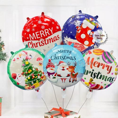 Jual Balon Foil Bulat Natal / Balon Bulat Merry Christmas 18 Inch ...