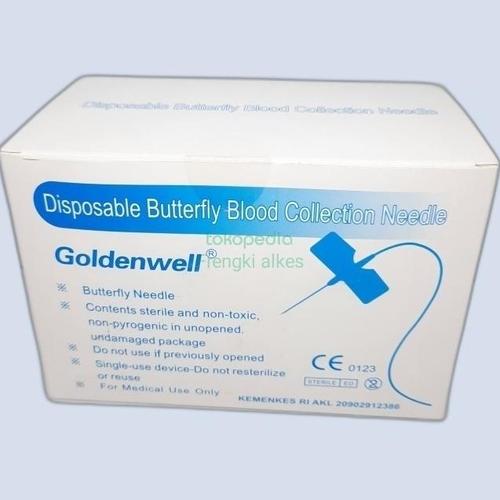 Jual Needle Wing GoldenWell 25G ButterFly Blood Sterile Needle Wings ...