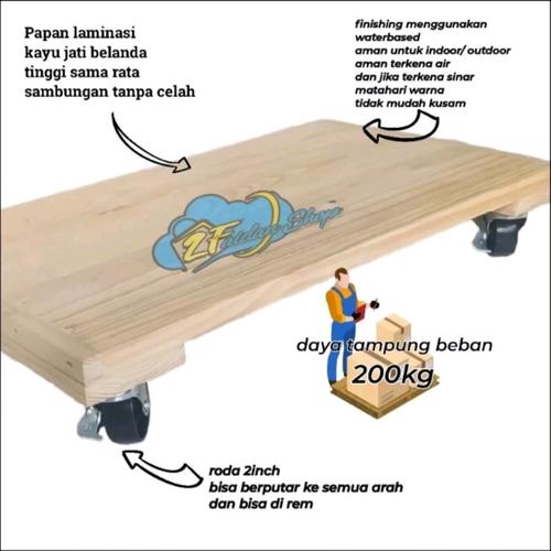 Promo papan troly kayu dengan roda / alas papan kayu dengan roda 2inch ...