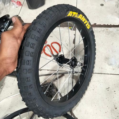 Jual velg wheelset sepeda ukuran 18 inc bagian depan komplit dengan ban ...