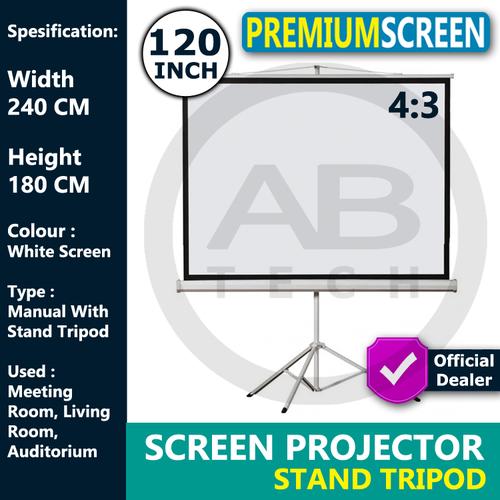 Jual Premium Screen Projector Tripod 120 inch Rasio 4:3 - Layar ...