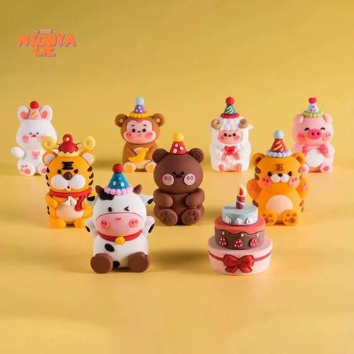 Jual CRM64 Pajangan Mainan Topper Rubber Bear Cow Monkey Pig Tart Tiger ...