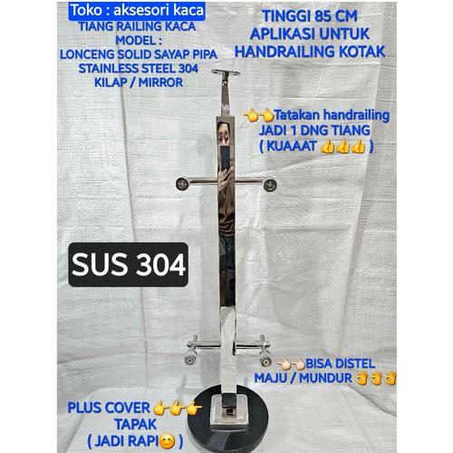 Jual TIANG RAILING KACA PREMIUM MODEL SAYAP BRAKET PIPA ADJUSTING ...