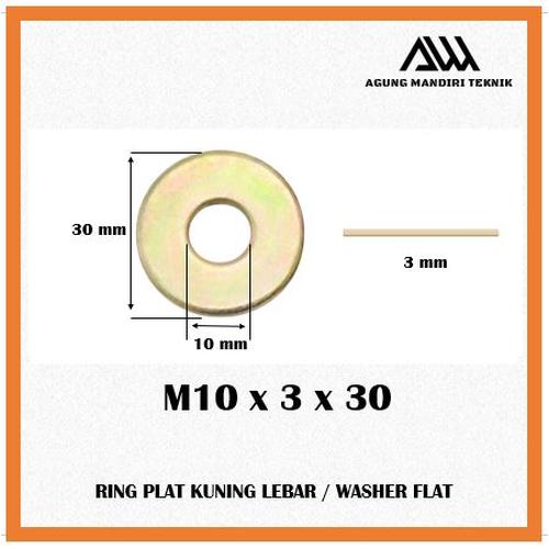 Jual RIng Plat Lebar M10 x 30 Ring Flat Washer Plat Kuning M10 x 30 ...