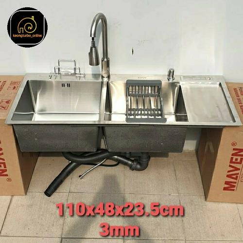 Promo kitchen sink premium tebal 11048 bak tempat cuci piring stainless ...
