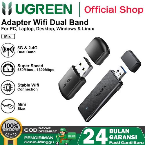 Jual UGREEN Dongle Wifi Receiver Penguat Signal Wifi Dual Band 2.4Ghz ...