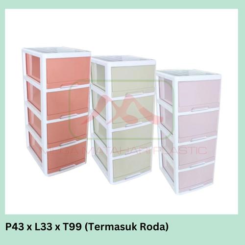 Jual Lemari / Laci Plastik Princia Susun 4 Claris (Dengan Roda) - PINK ...