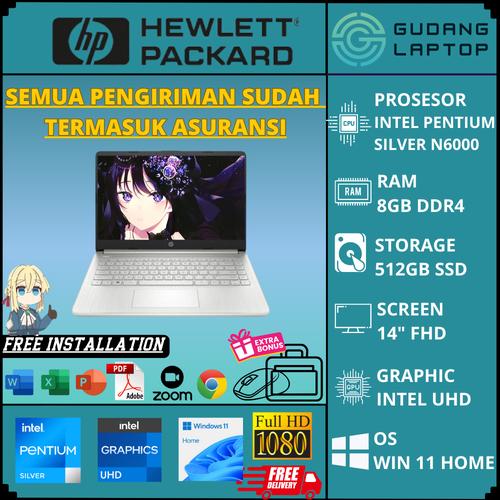 Jual LAPTOP HP 14 INTEL PENTIUM N6000 RAM 8GB SSD 512GB FHD IPS ...