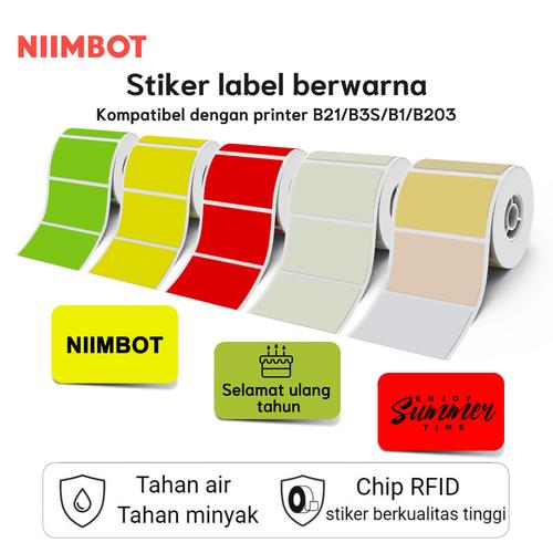 Jual NIIMBOT B21/B1/B203/B3S Kertas label stiker tahan minyak warna solid - Kuning 40x30mm - Kab ...