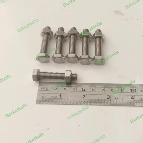 Jual Baut mur stainless m8x40 Hexagonal bolt sus 304 Baut 12 - Jakarta ...