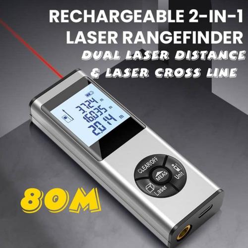 Jual Meteran Dual Laser Distance 80M Rechargable Double Function Cross ...