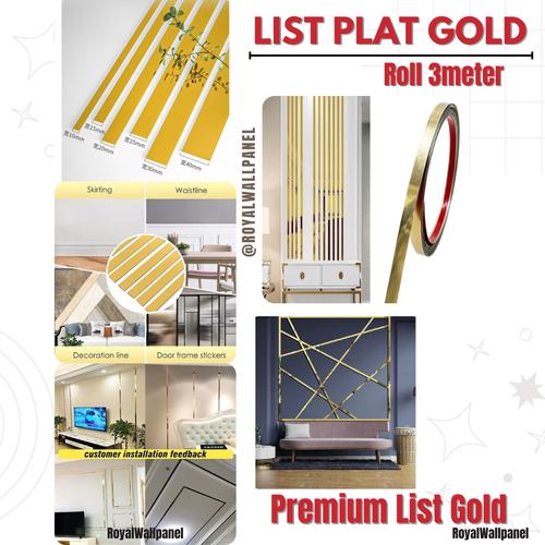 Jual LIST PLAT GOLD MIRROR MOULDING WALL LIST DECORATION PREMIUM ...