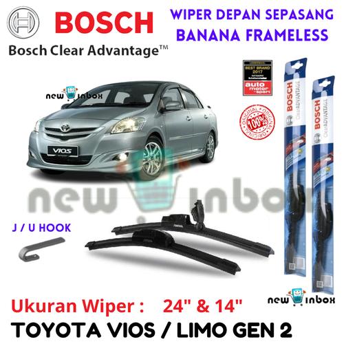 Jual Wiper Depan Mobil TOYOTA VIOS LIMO GEN2 GEN 2 Sepasang Frameless BOSCH CLEAR ADVANTAGE 24 ...