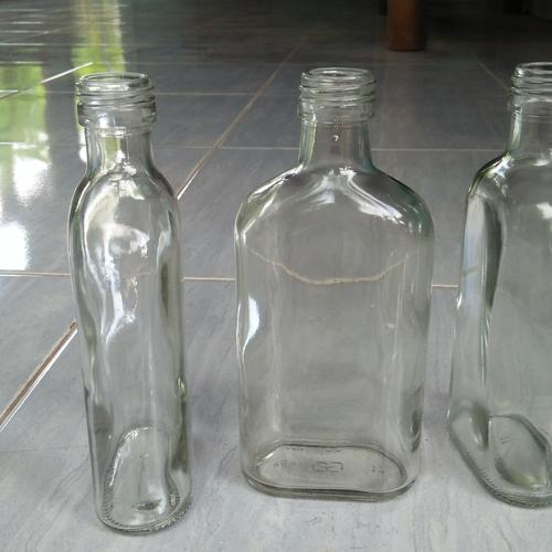 Jual botol gepeng 250ml kaca bening dan coklat - alumunium hitam, putih ...