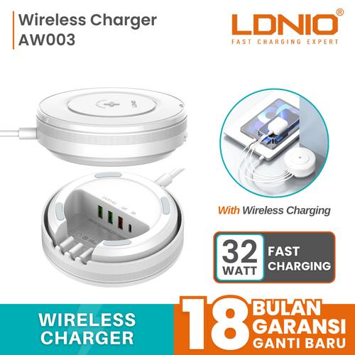 Jual LDNIO AW003 Desktop Wireless Charging 5 In 1 charging station with ...