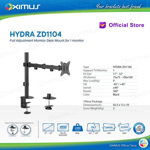 Jual BRACKET MEJA LCD LED TV 1 Monitor 13" - 27" OXIMUS HYDRA ZD1104 ...