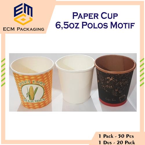 Jual PAPER CUP PUTIH POLOS MOTIF 6,5 OZ 50PCS | GELAS KERTAS | PAPER ...