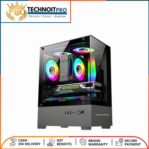 Jual 3 Power UP RAPTOR TG Flow A Dual USB Micro ATX Black RGB + 3 FAN ...