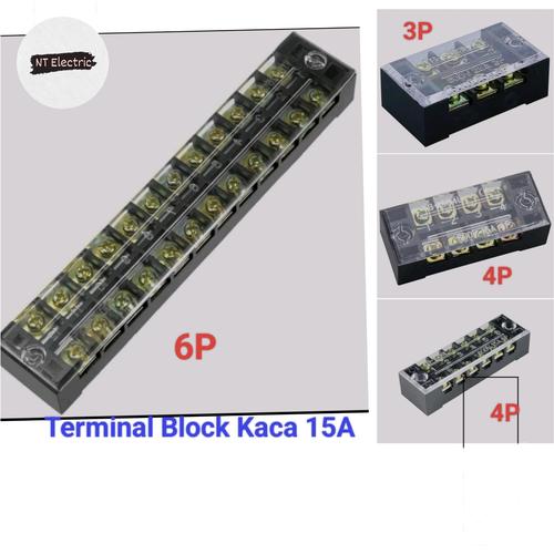 Jual Terminal Block Blok Kaca 600V 15A 3p 4p 6p 12p Pole TB1503 TB1504 TB1506 TB1512 - TB1503 3P ...