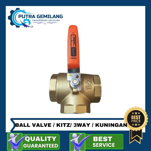 Jual 1" inch / BALL VALVE KITZ 3 WAY KUNINGAN / BALL VALVE 3 ARAH KITZ - Jakarta Barat - PUTRA ...