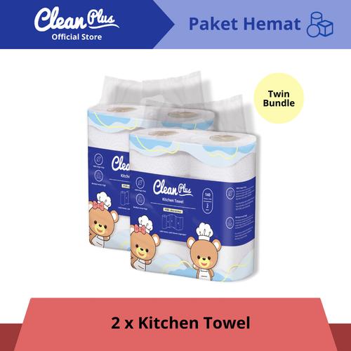 Promo Clean Plus Kitchen Towel 140 Sheets 2 Rolls x2 Pack (Pilih ...