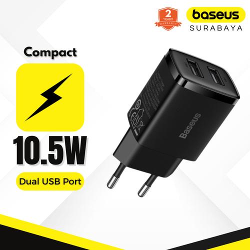 Jual Baseus Adaptor Charger Compact 10.5W 2A Dual USB Port Adapter ...