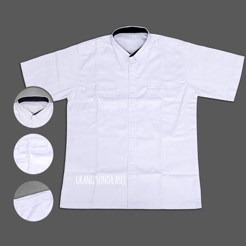 Jual baju kemeja putih pria dewasa kerah hitam kemaja pdh kerah hitam ...