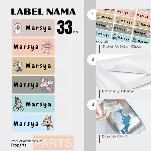Jual STICKER LABEL NAMA LABUBU VINYL WATERPROOF 5x2cm - VINYL WATERPROF ...