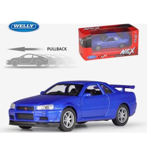 Jual Welly Nex diecast mobil 1:34-39 Nissan GT-R R34 Warna Biru Baru ...