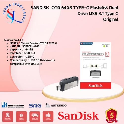 Jual SANDISK 64GB OTG TYPE-C Flashdisk Dual Drive USB 3.1 TypeC ...
