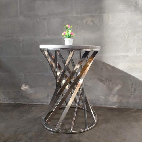 Jual Meja pojok bulat stainless top marmer carara/Meja teh stainless ...