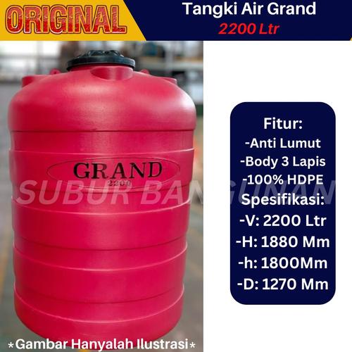 Jual Tandon Air Tangki Air Penampungan Air Plastik Grand 2200 Ltr ...