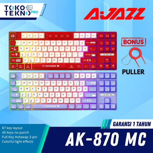 Promo Ajazz AK870 / AK-870 Lite MC TKL Mechanical Keyboard Wired Rainbow - Purple-White, Brown ...