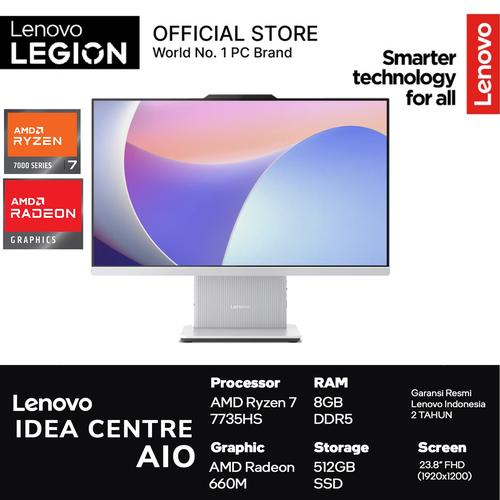 Promo Lenovo IdeaCentre AIO 24ARR9 Ryzen 7 7735HS 8GB 512GB W11 OHS ...