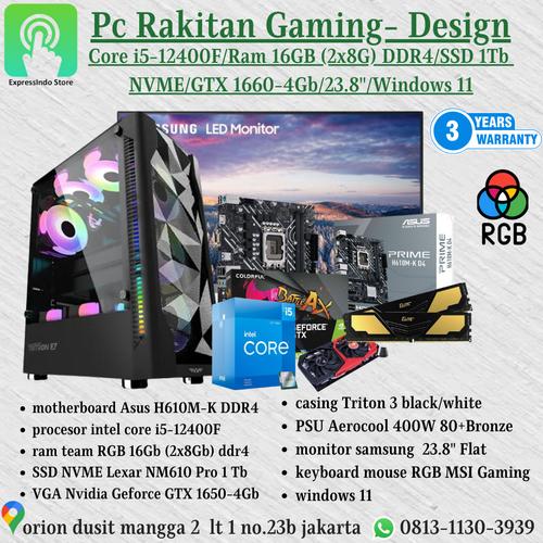 Jual PC RAKITAN Gaming - Design core i5-12400F /RAM 16Gb (2x8Gb) DDR4 ...