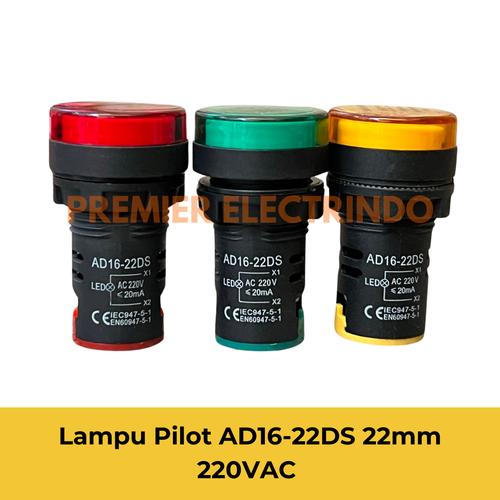 Jual Lampu Pilot AD16-22DS 22mm 220VAC ( Merah / Kuning / Hijau ...