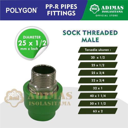 Jual Fitting PPR Polygon Coupling Sock Threaded Male Diameter 25 mm x 1 ...