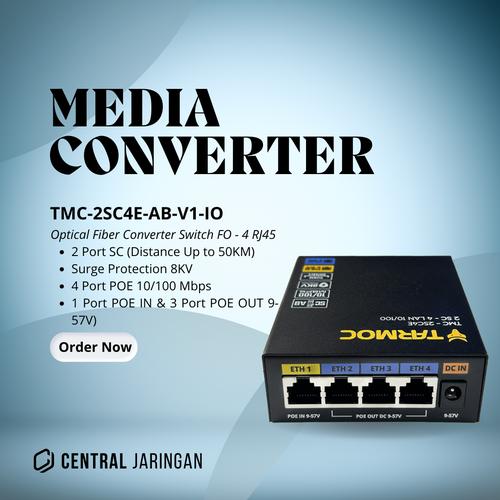 Jual Tarmoc TMC-2SC4E-AB-V1-IO | Media Converter Switch 2FO 4LAN / 2 FO 4 LAN 10/100Mbps POE IN ...