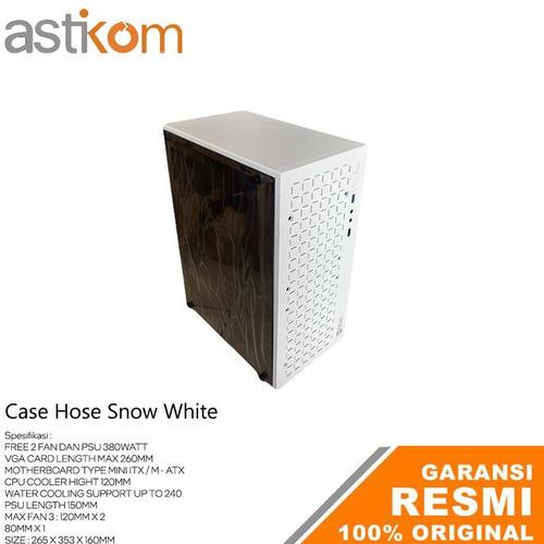 Jual ** Casing PC Hose Snow White Crystal M-ATX Office With PSU 380W ...