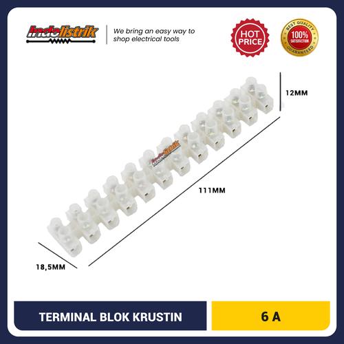 Promo Terminal Blok Krustin 6mm 6 Ampere Putih TAB Klustin Plastik ...