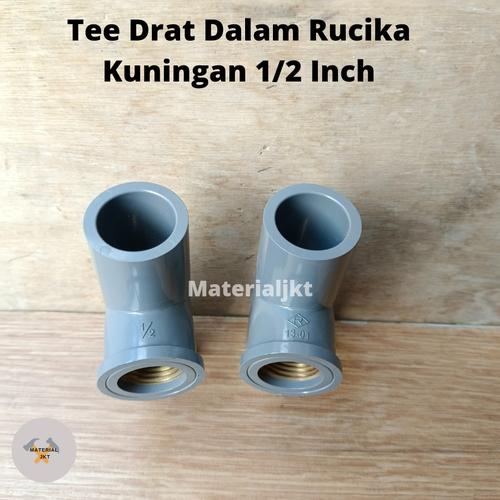 Jual Tee Drat Dalam Kuningan 1/2 inch RUCIKA / T Derat Dalam 1/2 sambungan pipa peralon Fitting ...