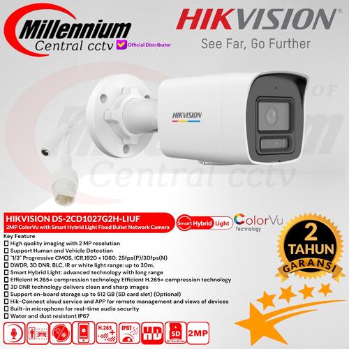 Promo HIKVISION DS-2CD1027G0-LUF 2MP ColorVu Audio Bullet Network IP Camera - 2CD1027G2H-LIU ...