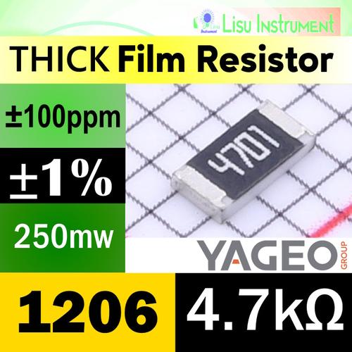 Jual 4.7kΩ 1206 ±1% 250mW 200V ±100ppm/℃ Thick Film Resistors 4.7K 4K7 ...