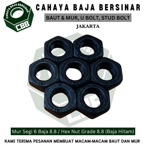 Jual Mur Segi 6 Baja 8.8 M100 - 6.0 / Hex Nut Grade 8.8 (Baja Hitam ...