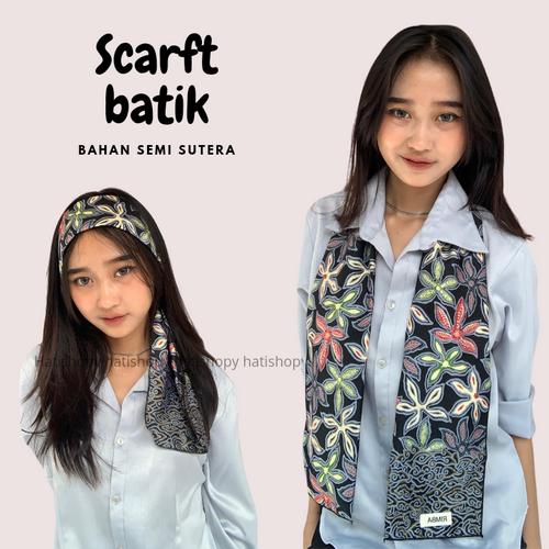 Jual Syal Batik Leher Wanita Pria Scarf Dasi Ospek Bahan Semi sutera ...