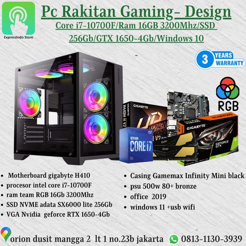 Jual PC RAKITAN Gaming - Design core i7-10700F /RAM 16Gb 3200Mhz/SSD 256Gb/GTX 1650-4G/Wind 10 ...