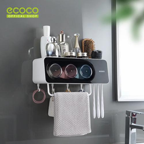 Jual ECOCO Toothbrush Rack (Transparent Three Cup) - Rak sikat gigi rak kamar mandi dengan gelas ...