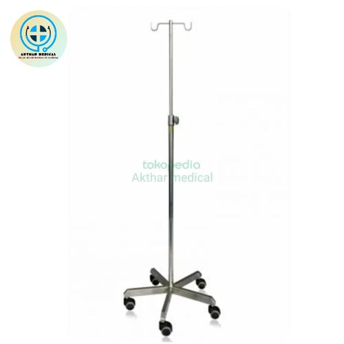 Jual tiang infus stainless steel kaki 5 / tiang infus besi putih kaki 3 ...