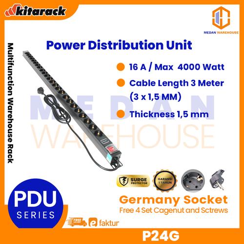 Jual PDU P24G STOP KONTAK/COLOKAN LISTRIK 24 OUTLET GERMANY 16A RACK ...
